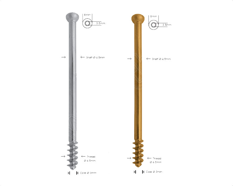 Cancellous Bone Screw 16mm Thread Ø 6.5mm | Orthopedic Instruments ...