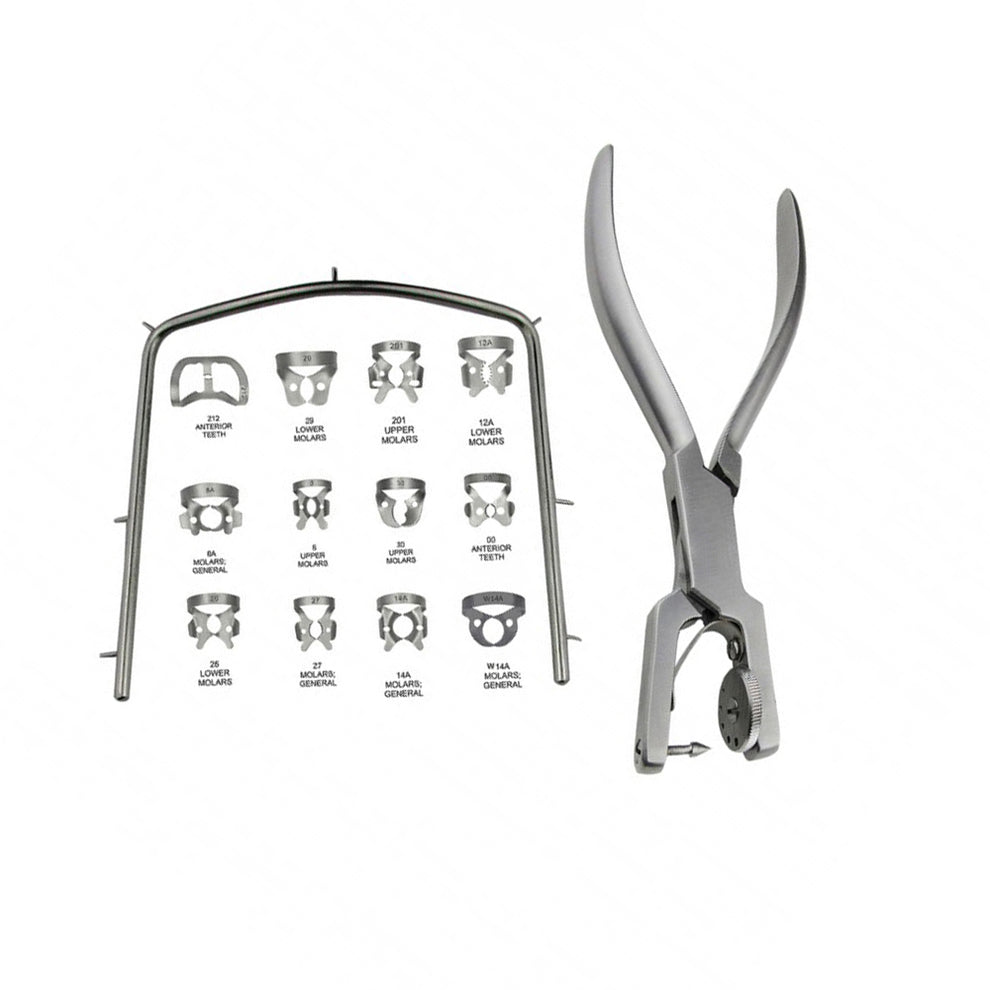 Dental Rubber Dam Kit 14pcs Stainless Steel | Dental Instruments